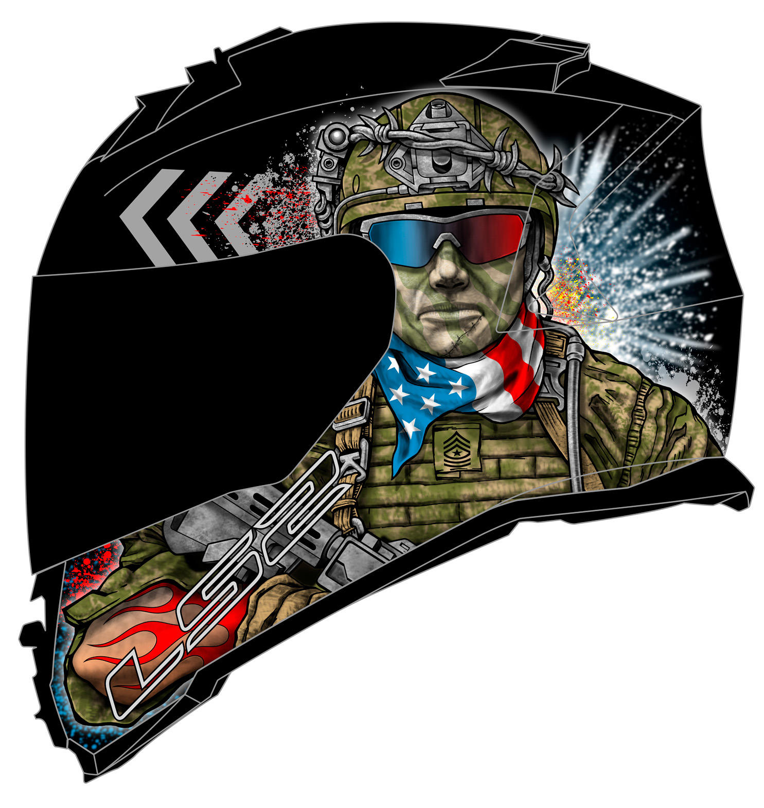 LS2 - 800-1171 - Assault Commando Helmet W/SunShield - Black Camo - XS ...